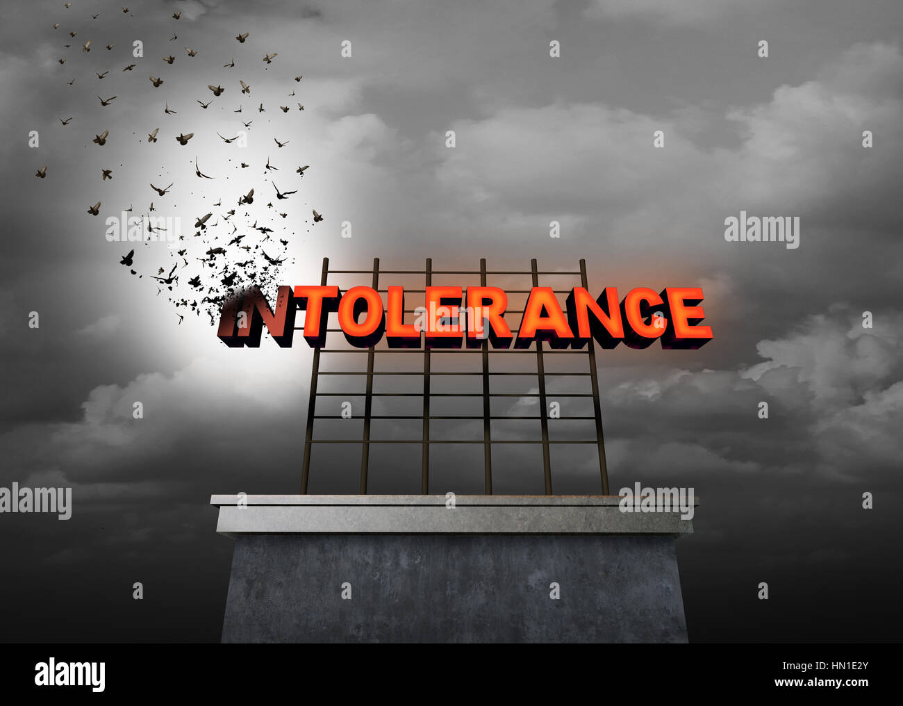 Intolerance social issue concept and hope from hate symbol as a sign ...