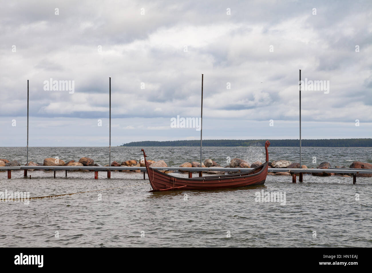 Old style wooden fishing boat in the Baltic Sea Stock Photo - Alamy