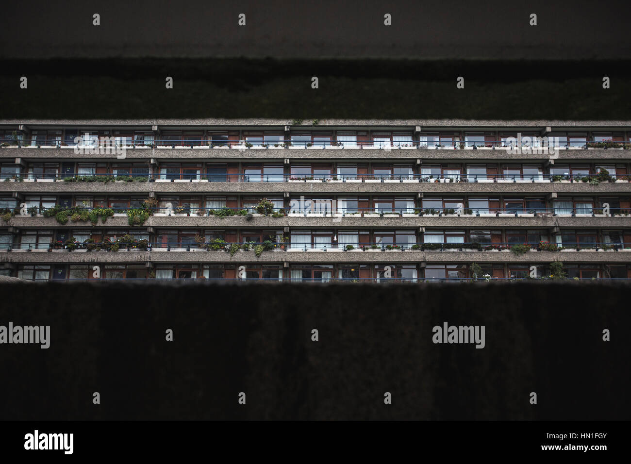 View of Barbican flats from opposite walkway Stock Photo - Alamy