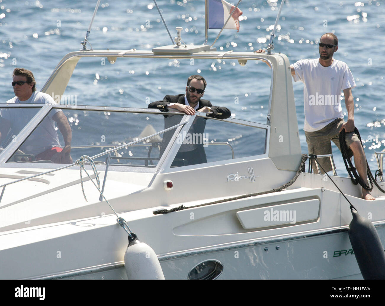 Tom Ford on a boat at the Hotel Du Cap in Antibes, France on May 20 ...