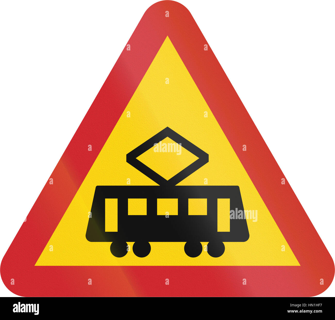 Road sign used in Sweden - Intersection with tramway line Stock Photo ...