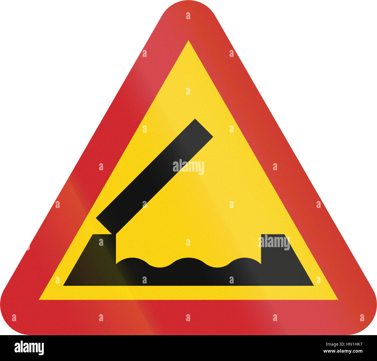 Road sign used in Sweden - Drawbridge ahead Stock Photo - Alamy