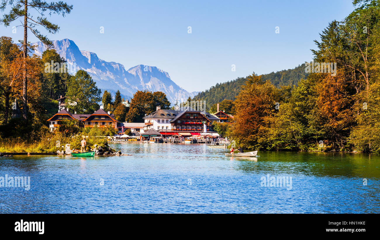 Konigsee Lake Village View from the Boat Stock Photo - Alamy