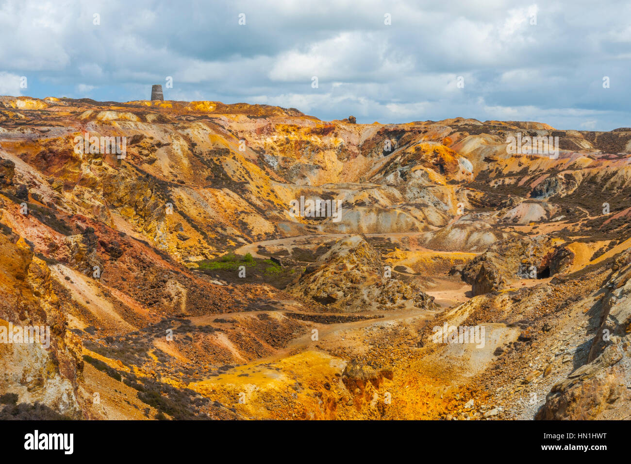 Looking into the pit of Parys Mountain copper mine near Amlych Anglesey ...