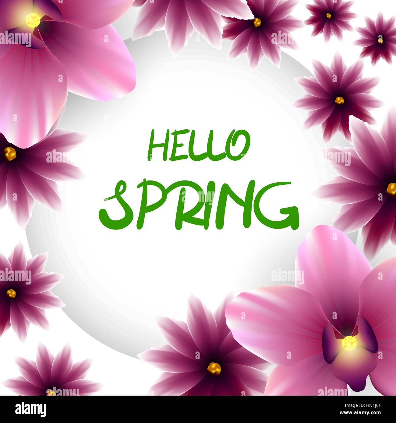 Hello spring card design Stock Vector Images - Alamy