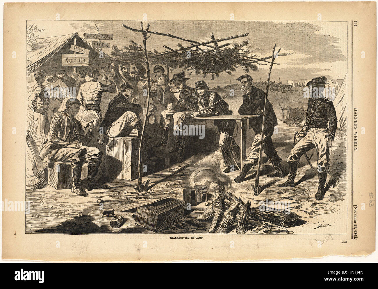 Winslow Homer - Thanksgiving in camp Stock Photo - Alamy