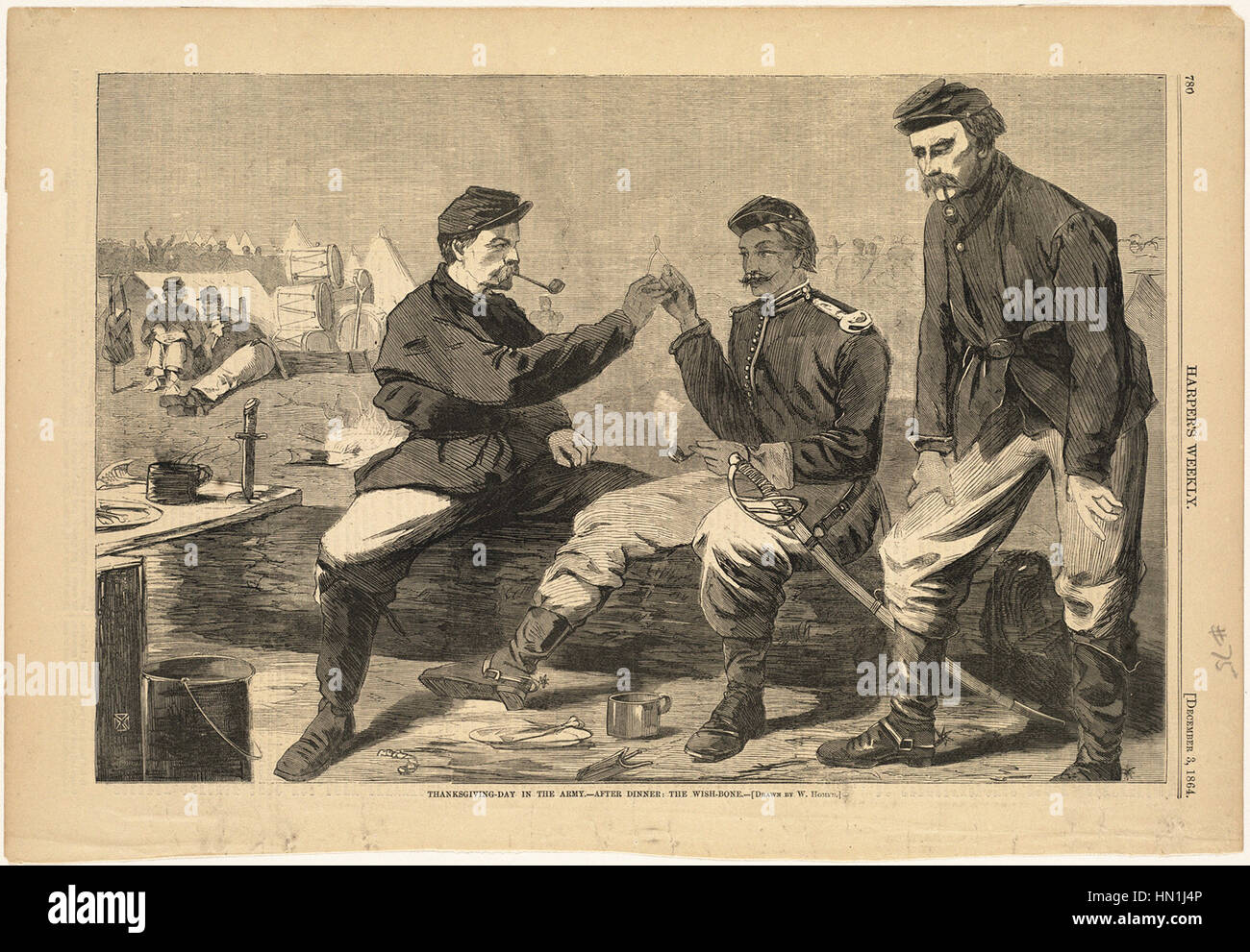 Winslow Homer - Thanksgiving-Day in the army. -- After dinner the wish ...