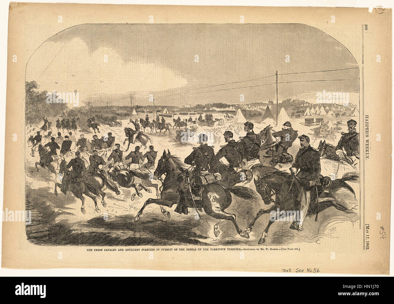 Winslow Homer - The Union cavalry and the artillery starting in pursuit ...