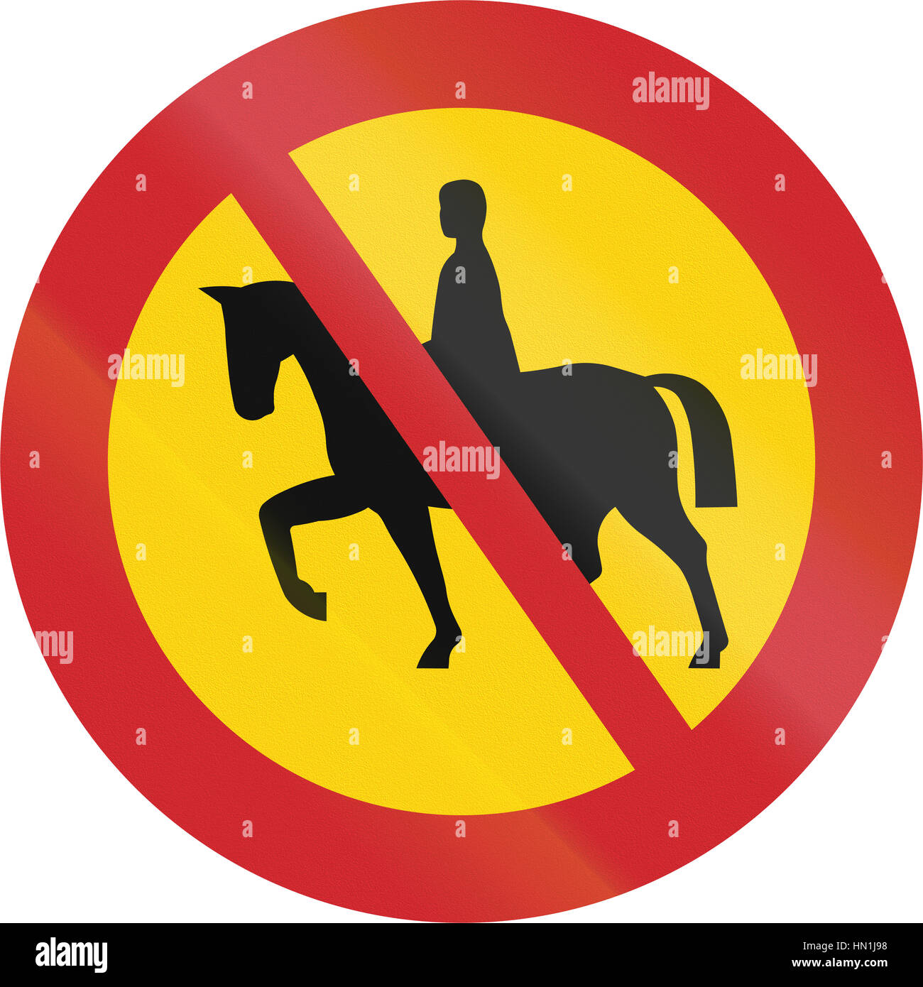 Road sign used in Sweden - No riding Stock Photo - Alamy