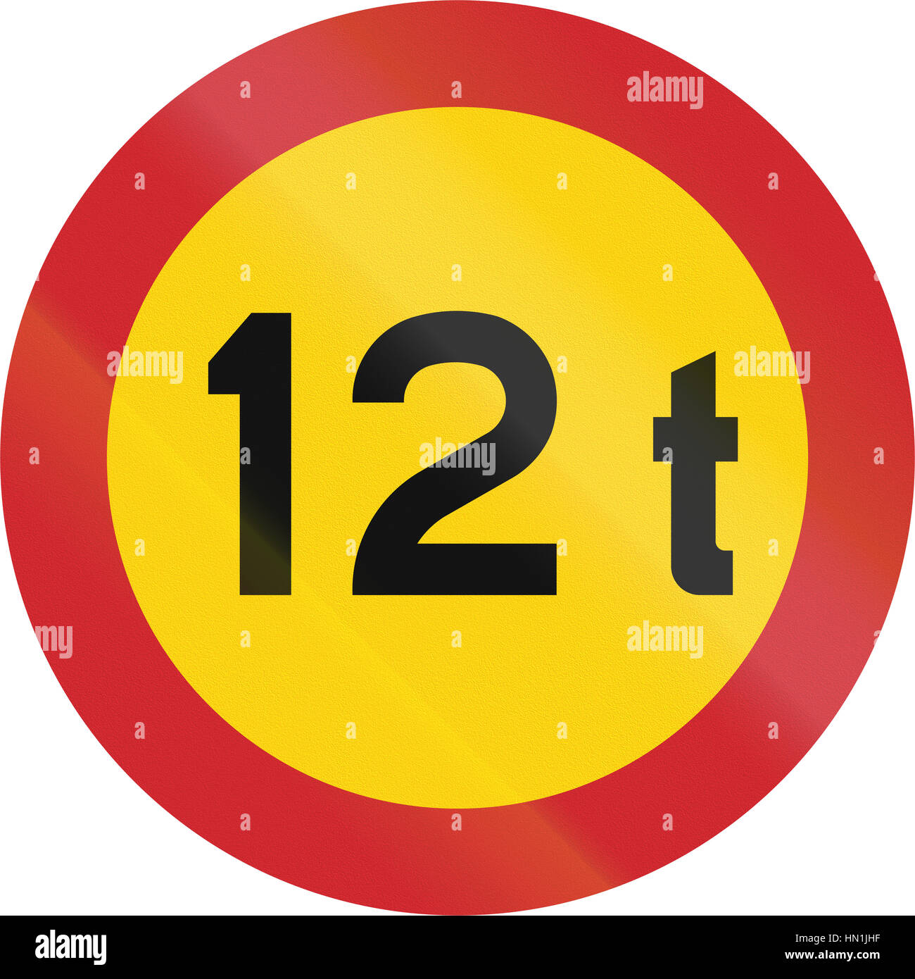 Road sign used in Sweden - No vehicles exceeding 12 tonnes weight Stock ...