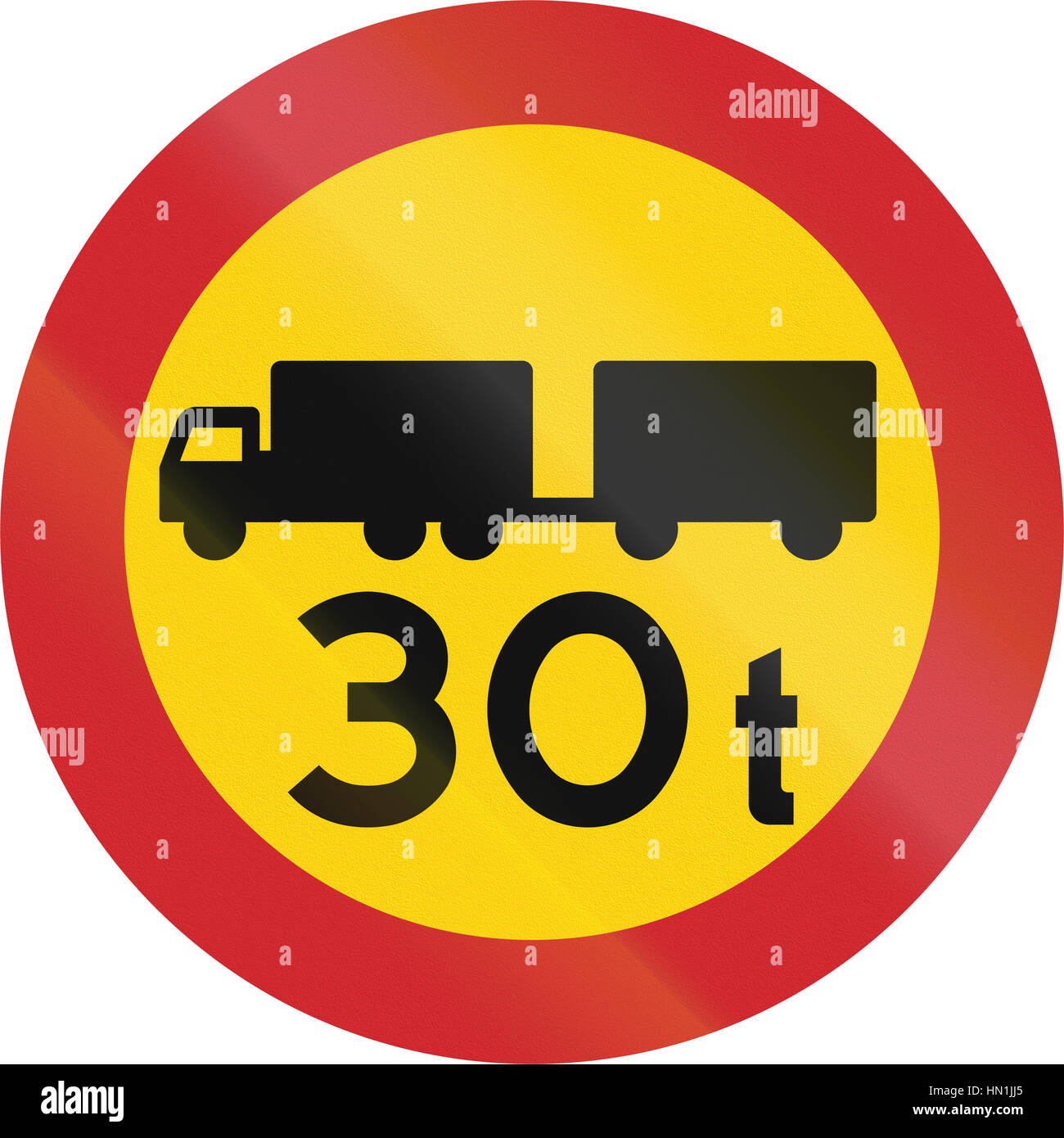 Road sign used in Sweden - No vehicles or combination of vehicles ...