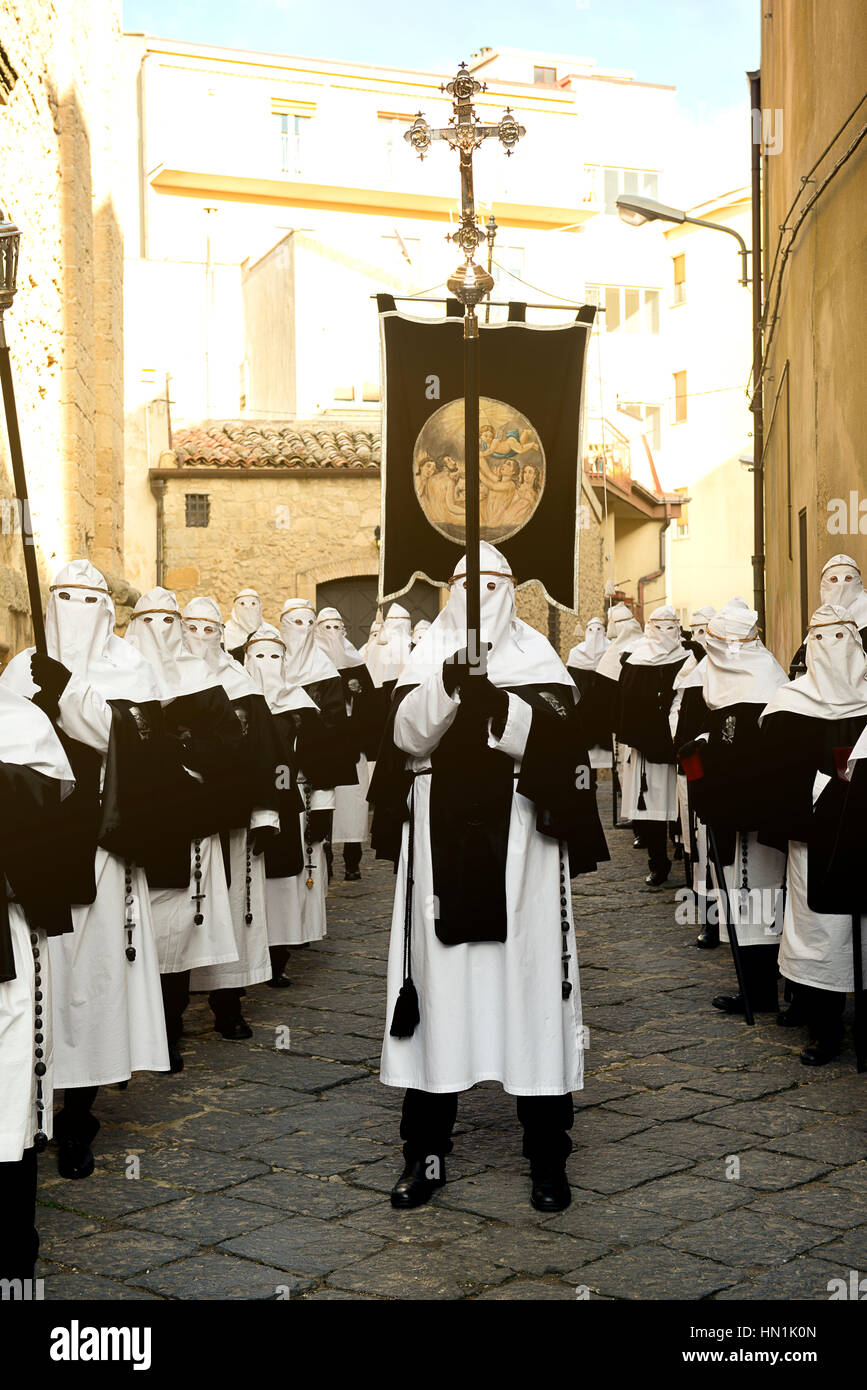 Enna, Sicily, Italy - March 25, 2016: religious Parade, in town of Enna ...