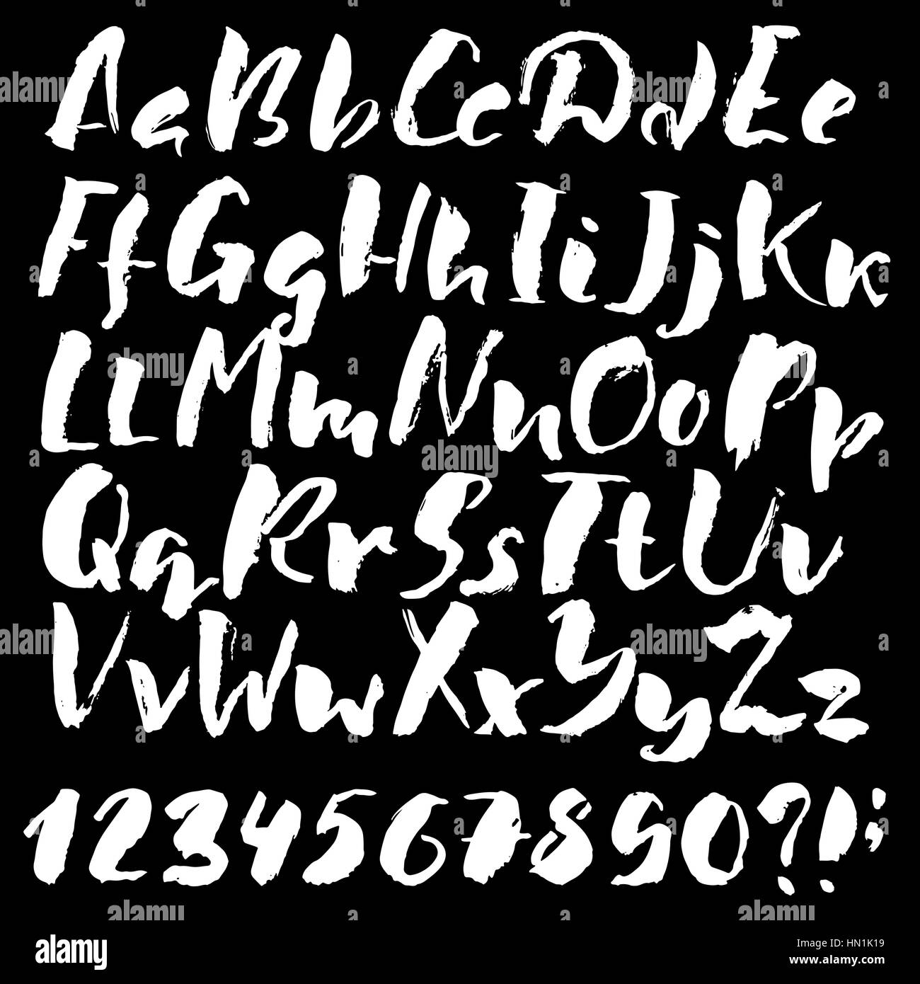 Hand drawn font made by dry brush strokes. Grunge style alphabet Stock ...