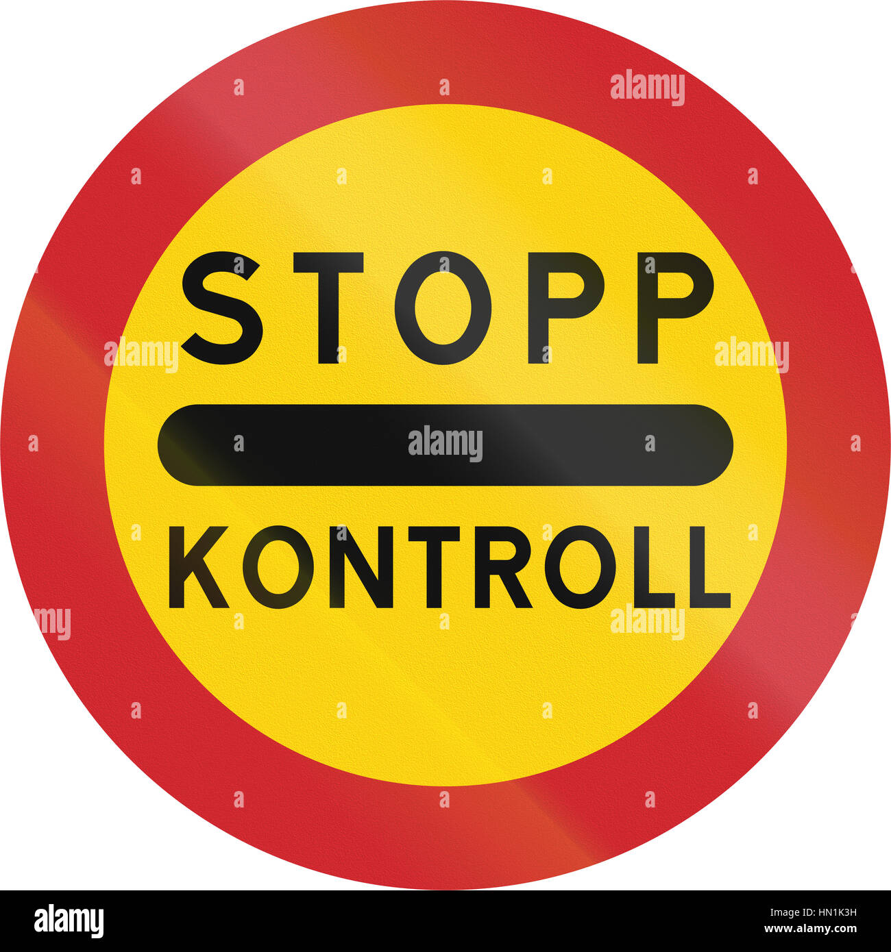 Road sign used in Sweden - Stop, control Stock Photo - Alamy