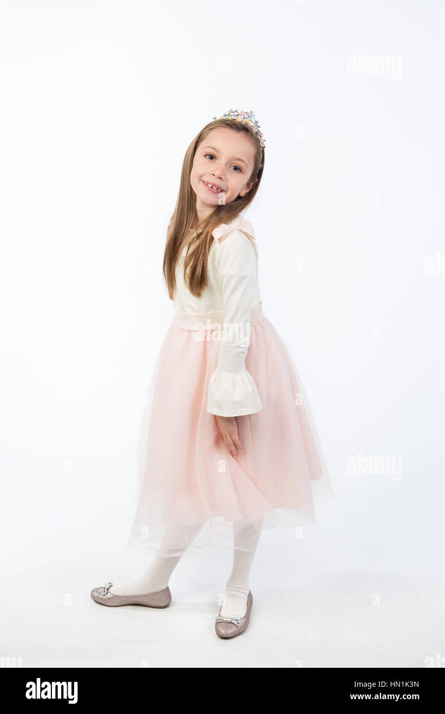 Beautiful little princess girl . An adorable baby girl . Isolated on ...