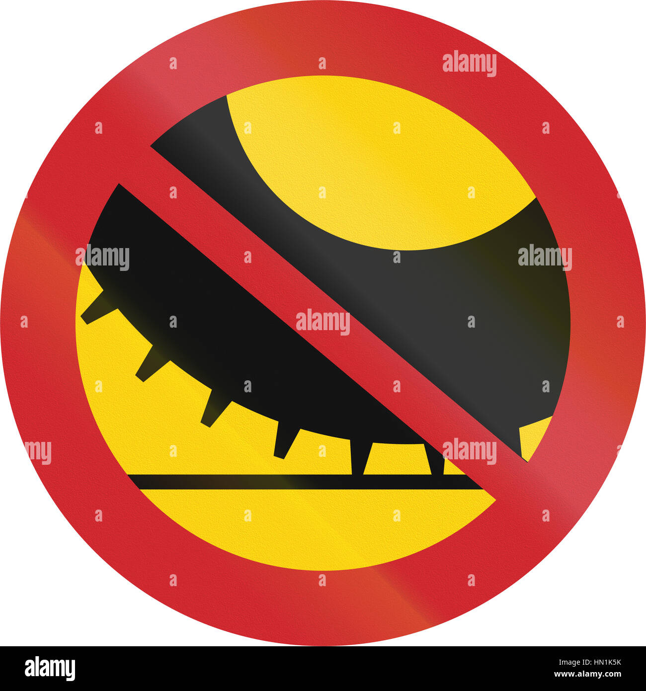 Road sign used in Sweden - No vehicles with studded tires Stock Photo ...