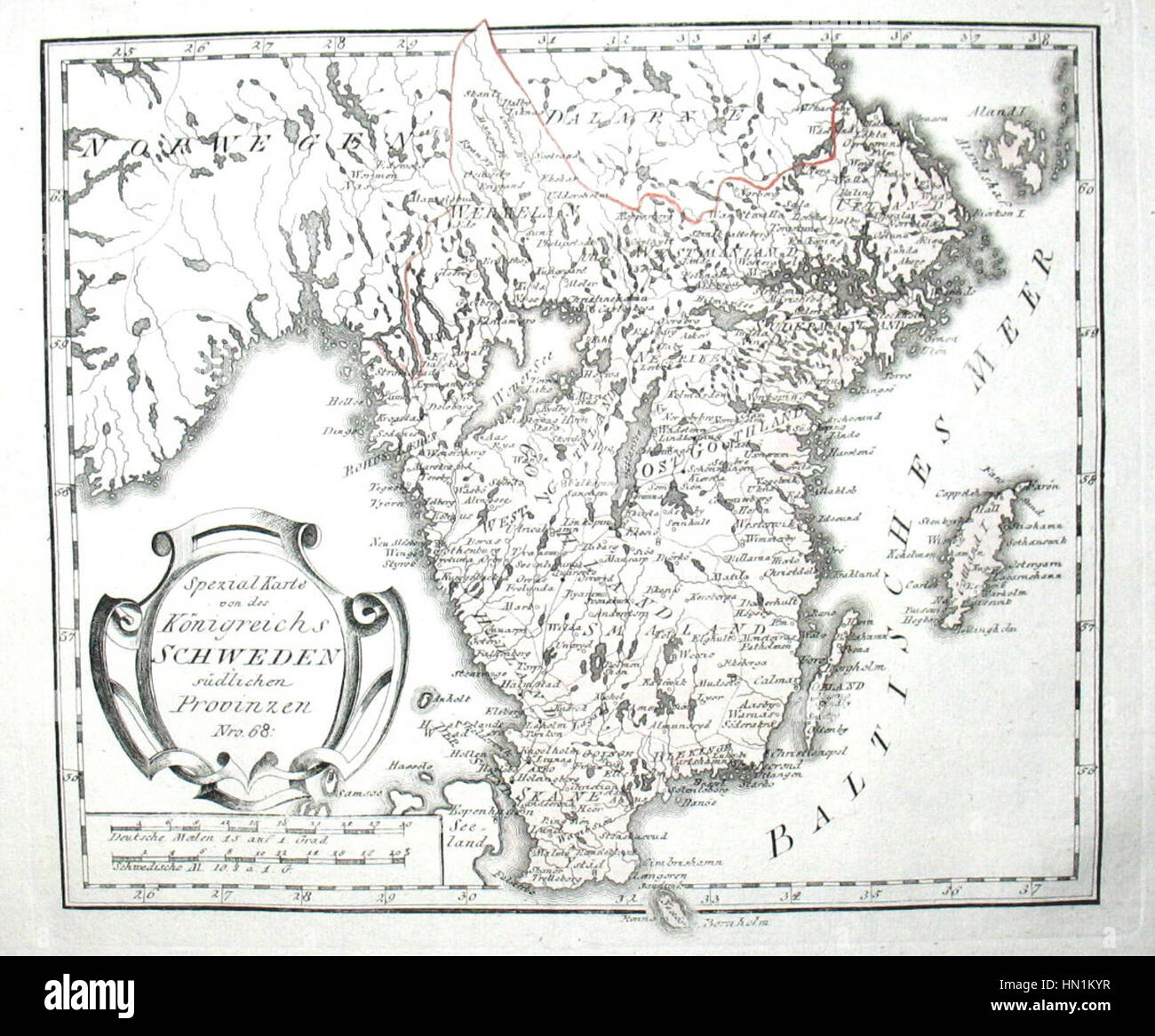 This map of Sweden from 1791, created by Reilly, highlights the country ...