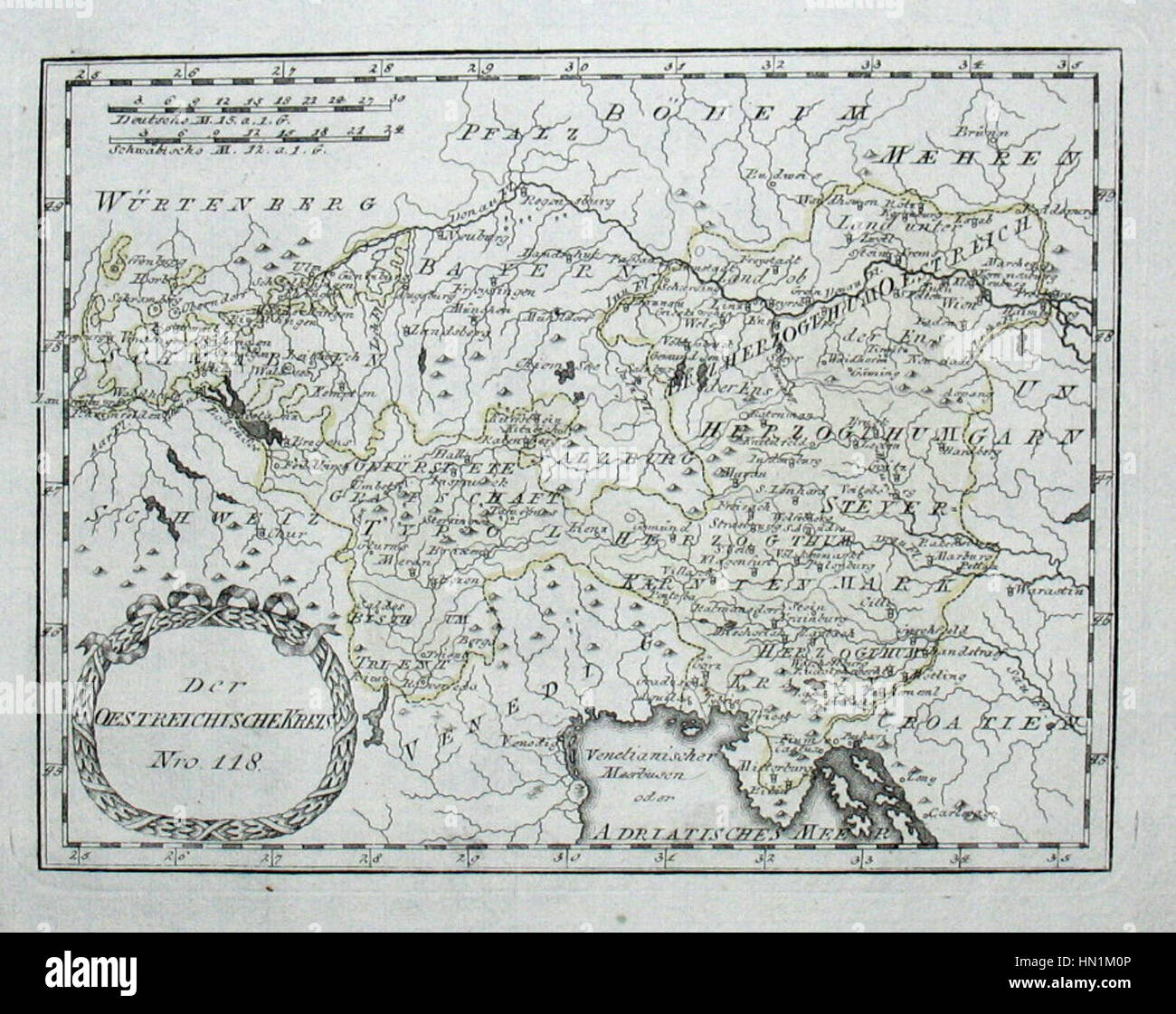 Map of Austria in 1791 by Reilly 118 Stock Photo - Alamy