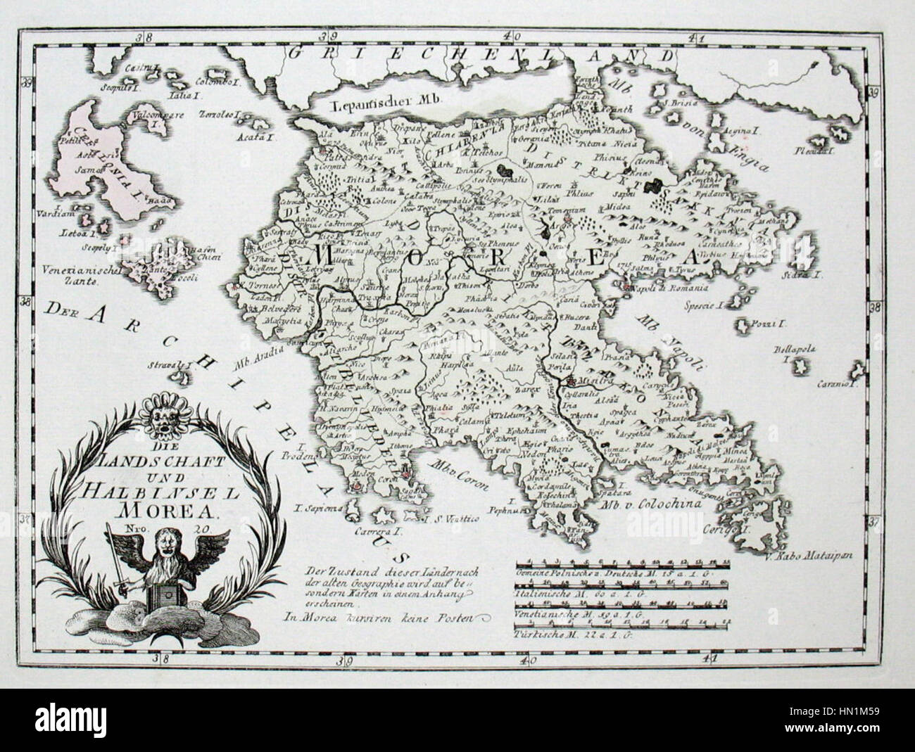 This historical map of Morea (modern-day Peloponnese) from 1791 by ...