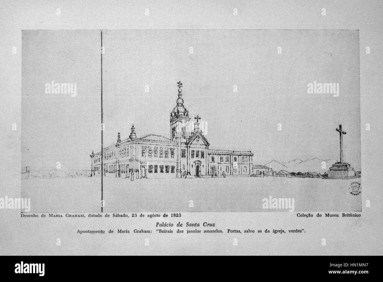 Maria Graham’s depiction of the Palacio Santa Cruz presents a detailed ...