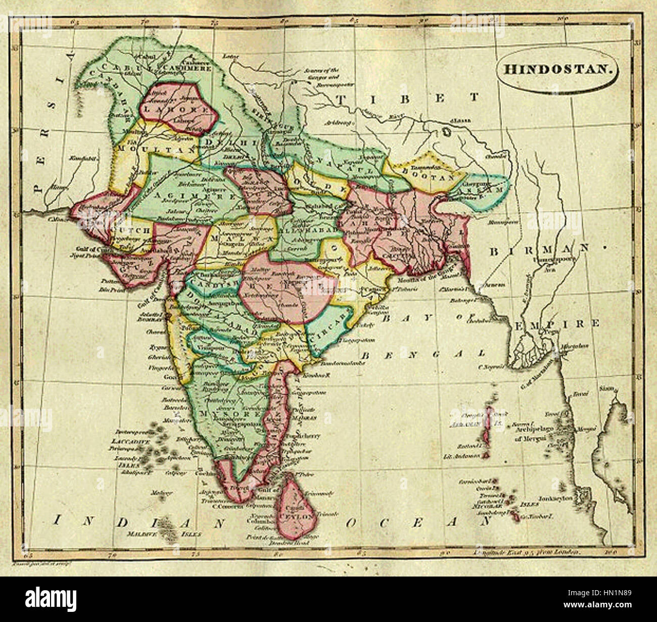 Map of Hindostan Stock Photo - Alamy