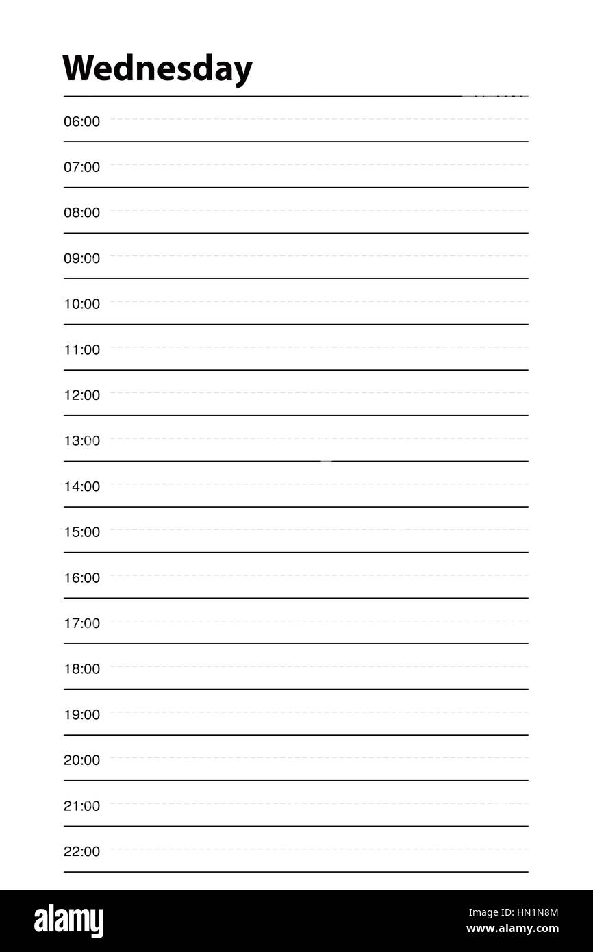 Daily planner or time planner for Wednesday Stock Photo - Alamy