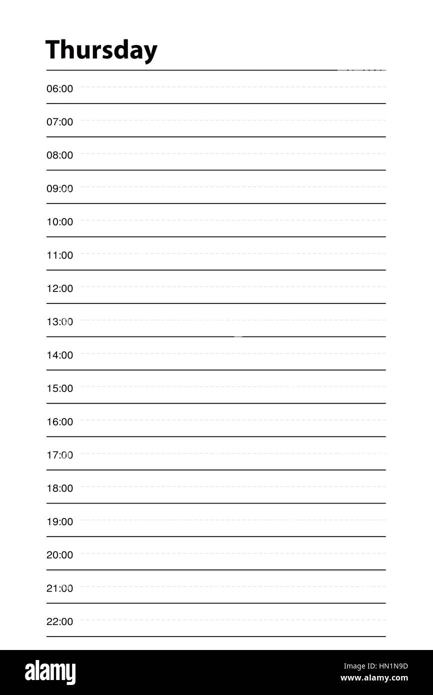 Daily planner or time planner for Thursday Stock Photo - Alamy