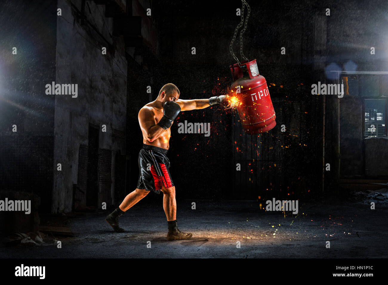 Strong fighter in shorts hi-res stock photography and images - Alamy