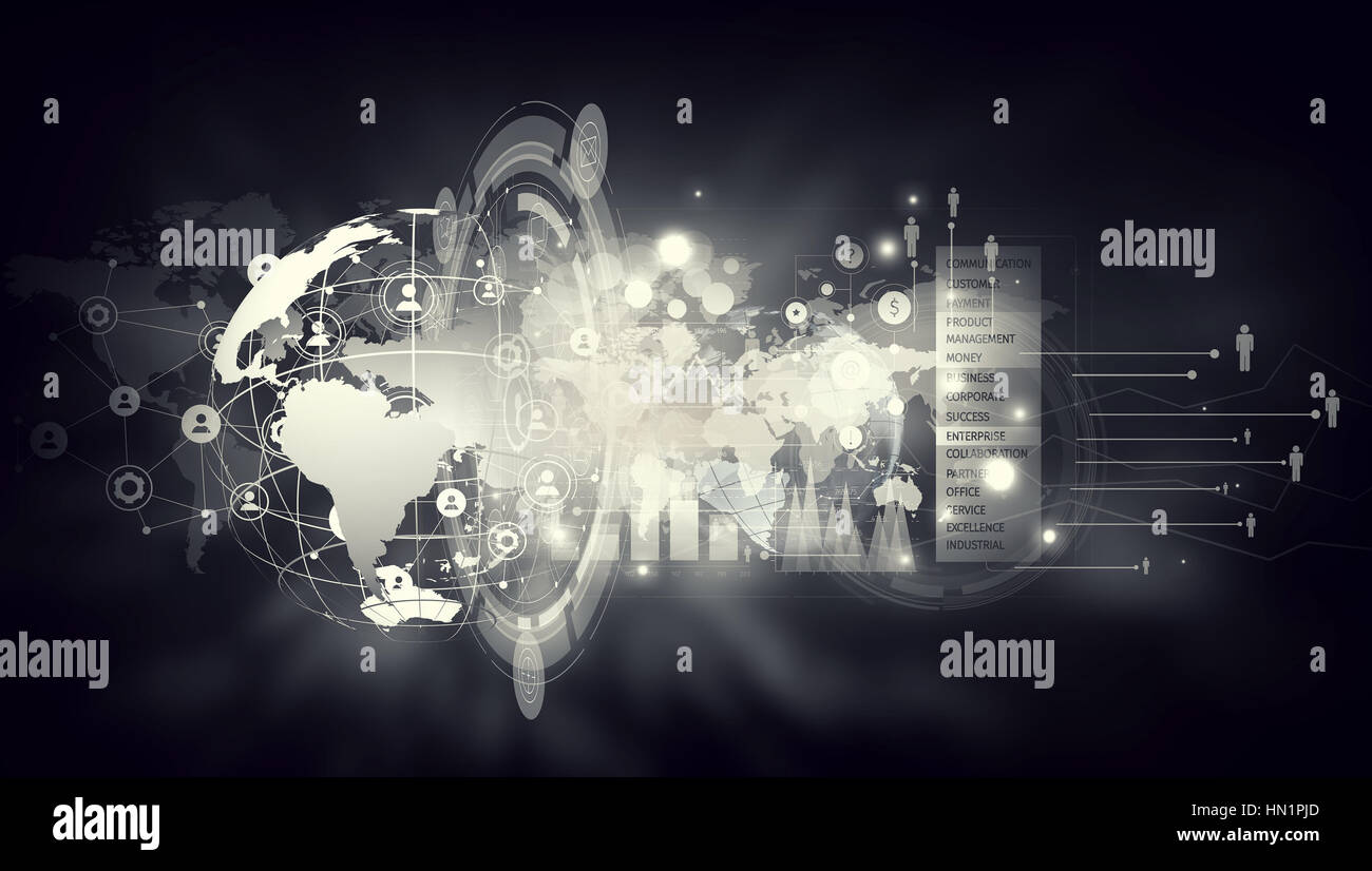 Global social media concept with technology planet and connection lines ...