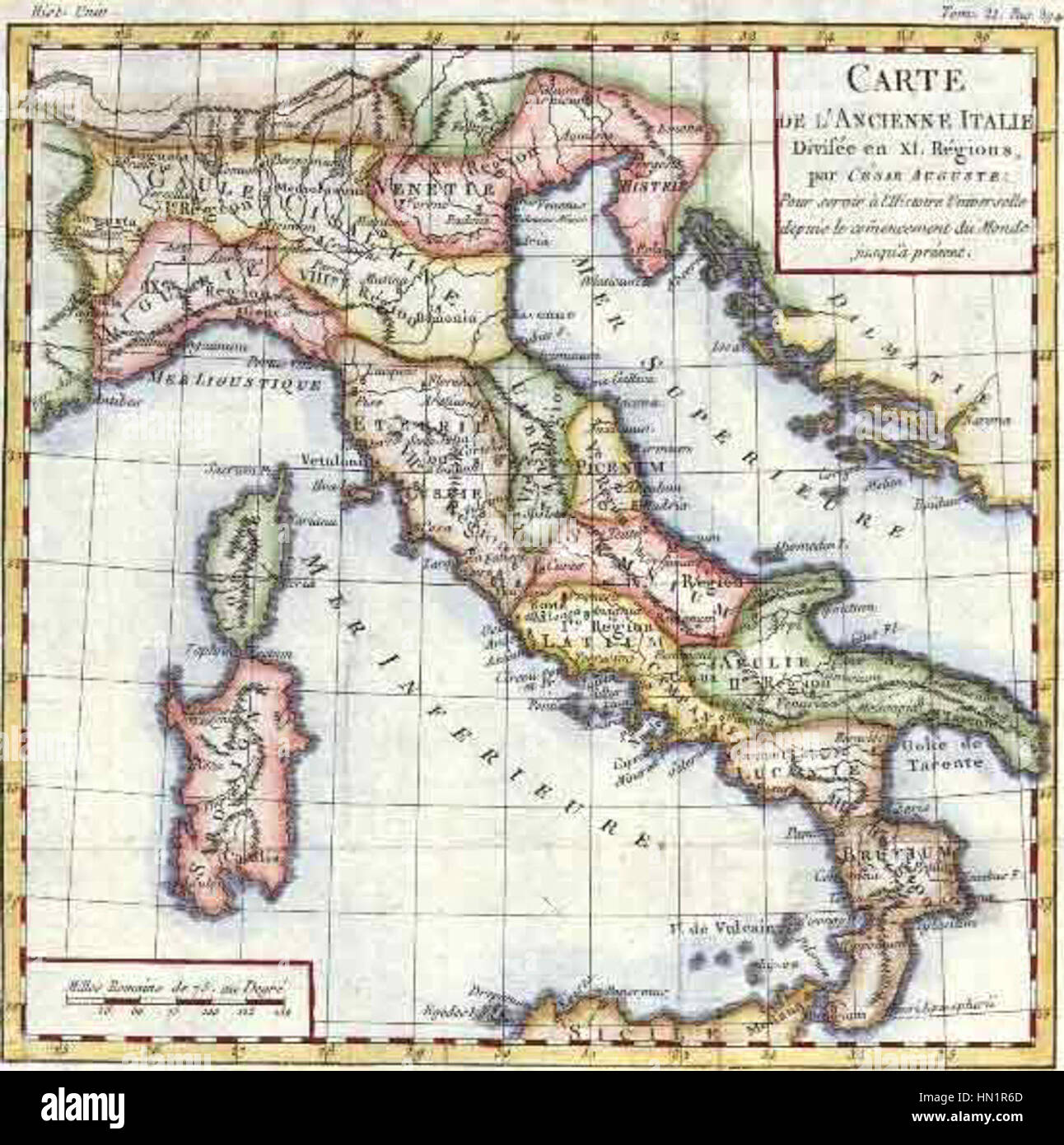 An old map of Italy, showcasing the geographical features and political ...