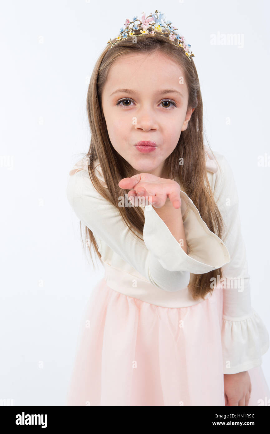 Beautiful little princess girl . An adorable baby girl . Isolated on ...