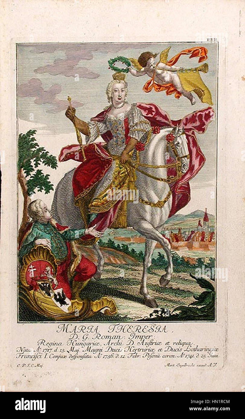A portrait by Martin Engelbrecht of Maria Theresia, the Archduchess of ...