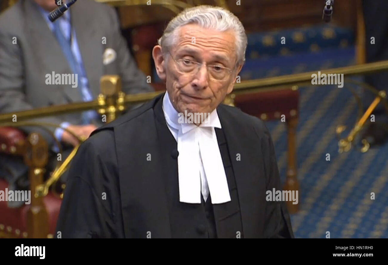 The Lord Speaker, Lord Fowler, speaks in the House of Lords, London ...