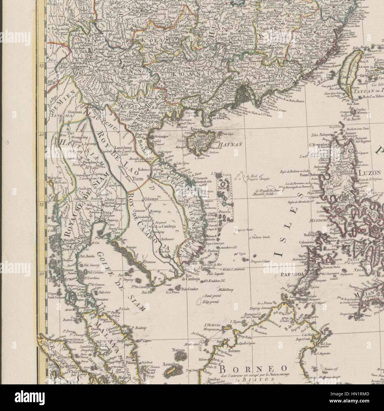 This 1760 map of Indochina outlines the geographic boundaries and ...