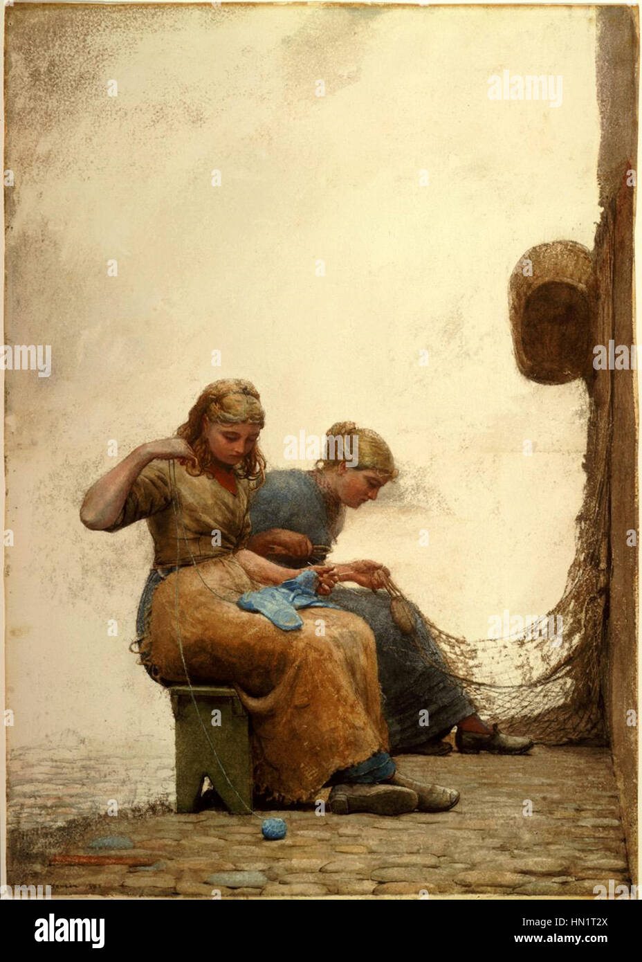 Mending the Nets by Winslow Homer, 1881 Stock Photo - Alamy