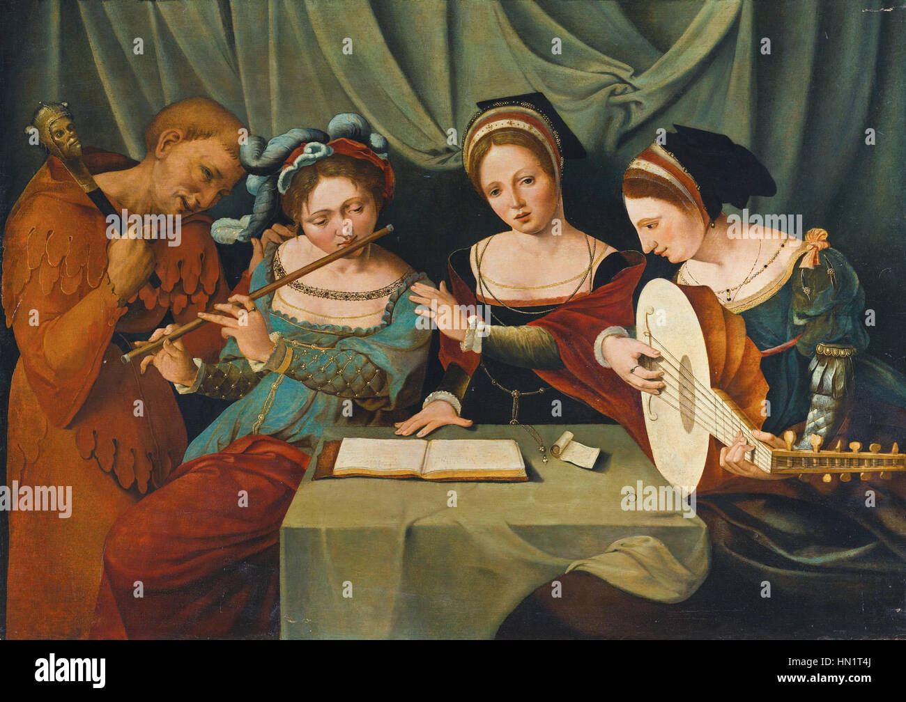 Master of the Female Half-lengths, Three Young Women Making Music with ...