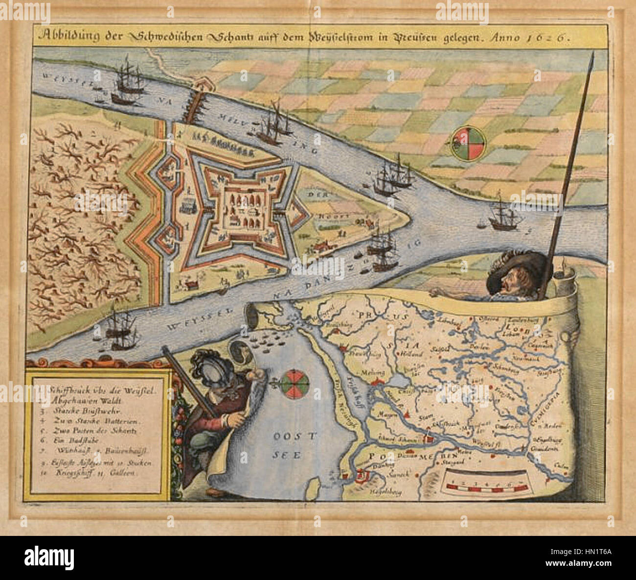 Merian's 'Schwedische Schantz' portrays a Swedish fortification ...