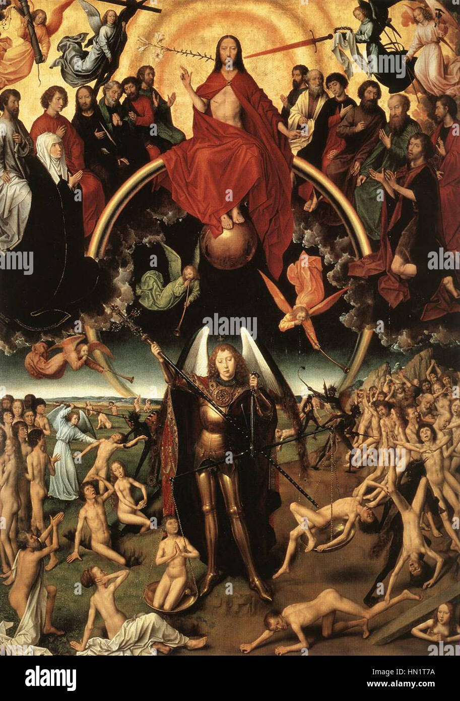 The 'Judgment Centre' by Hans Memling depicts the Last Judgment, illustrating the division ...