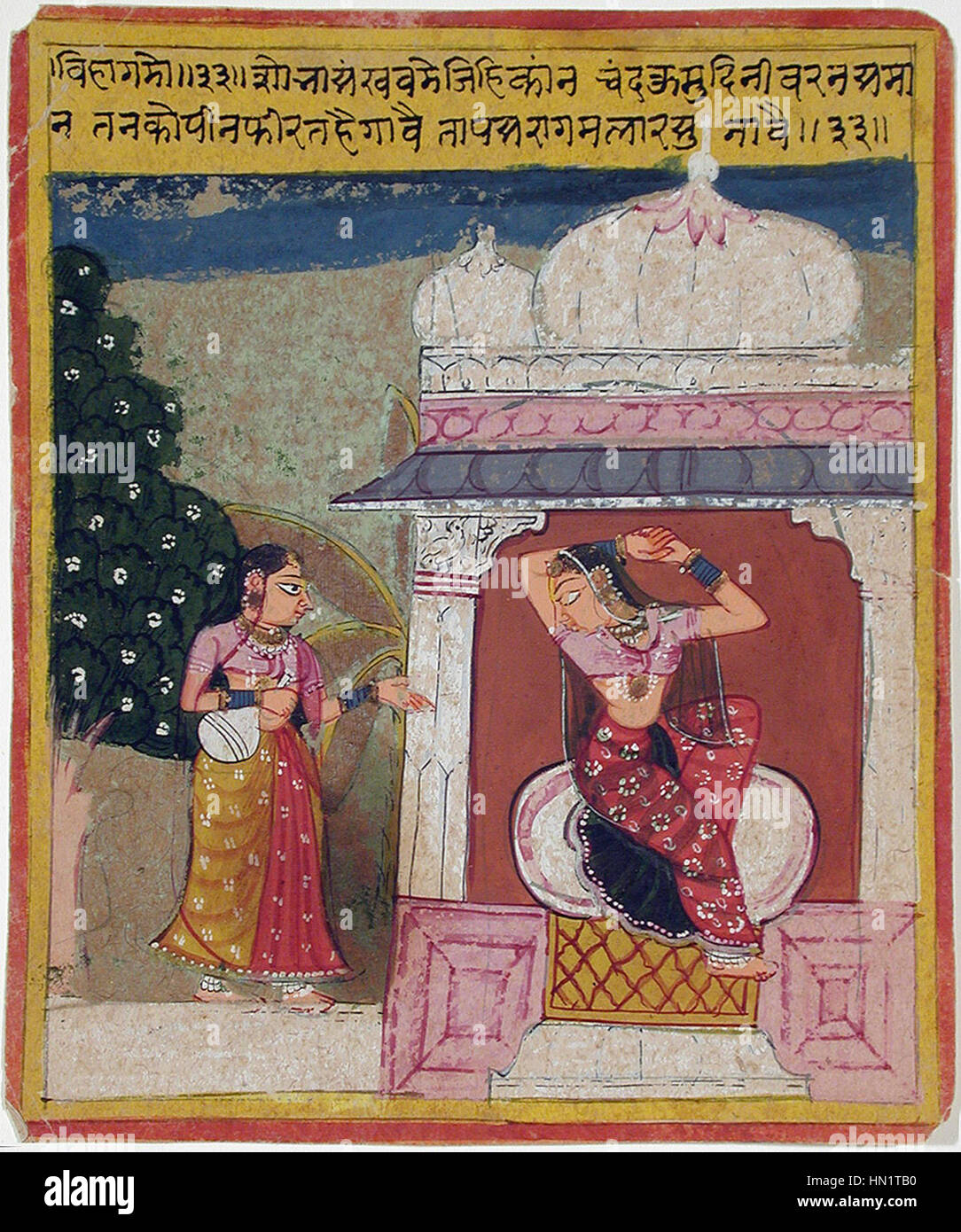 Malar Raga, an Indian classical music painting, represents a ...