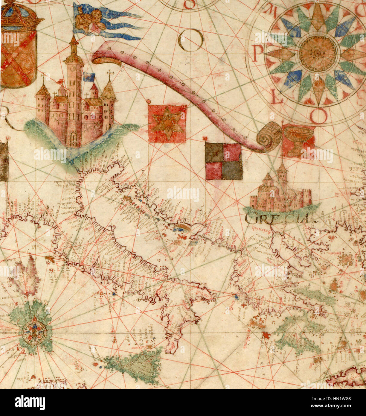 Nautical chart of Mediterranean area, including Europe with British ...