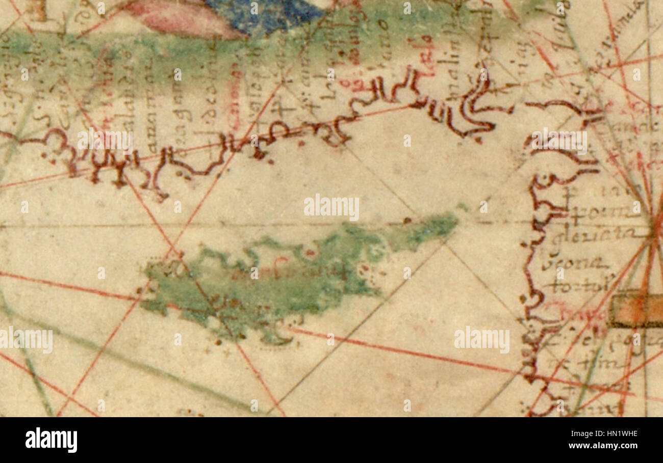 This nautical chart of the Mediterranean includes Europe, the British ...