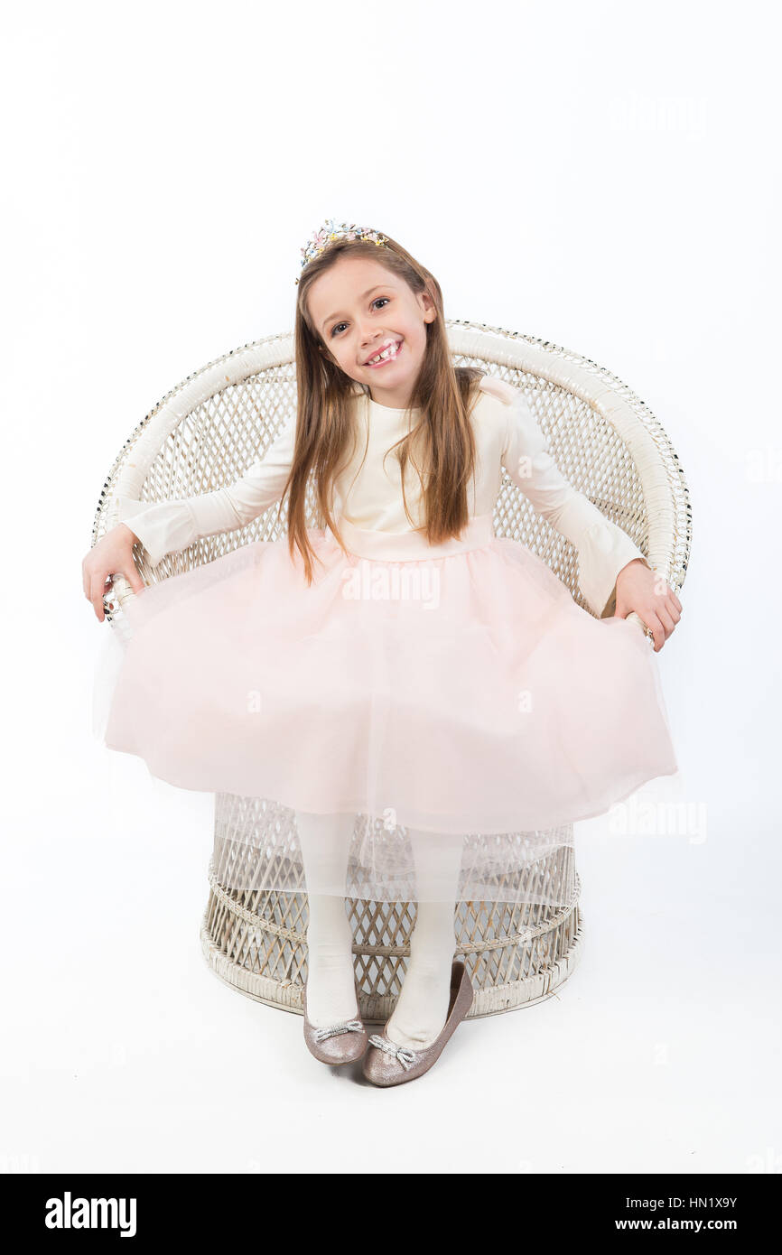 Beautiful little princess girl . An adorable baby girl . Isolated on ...
