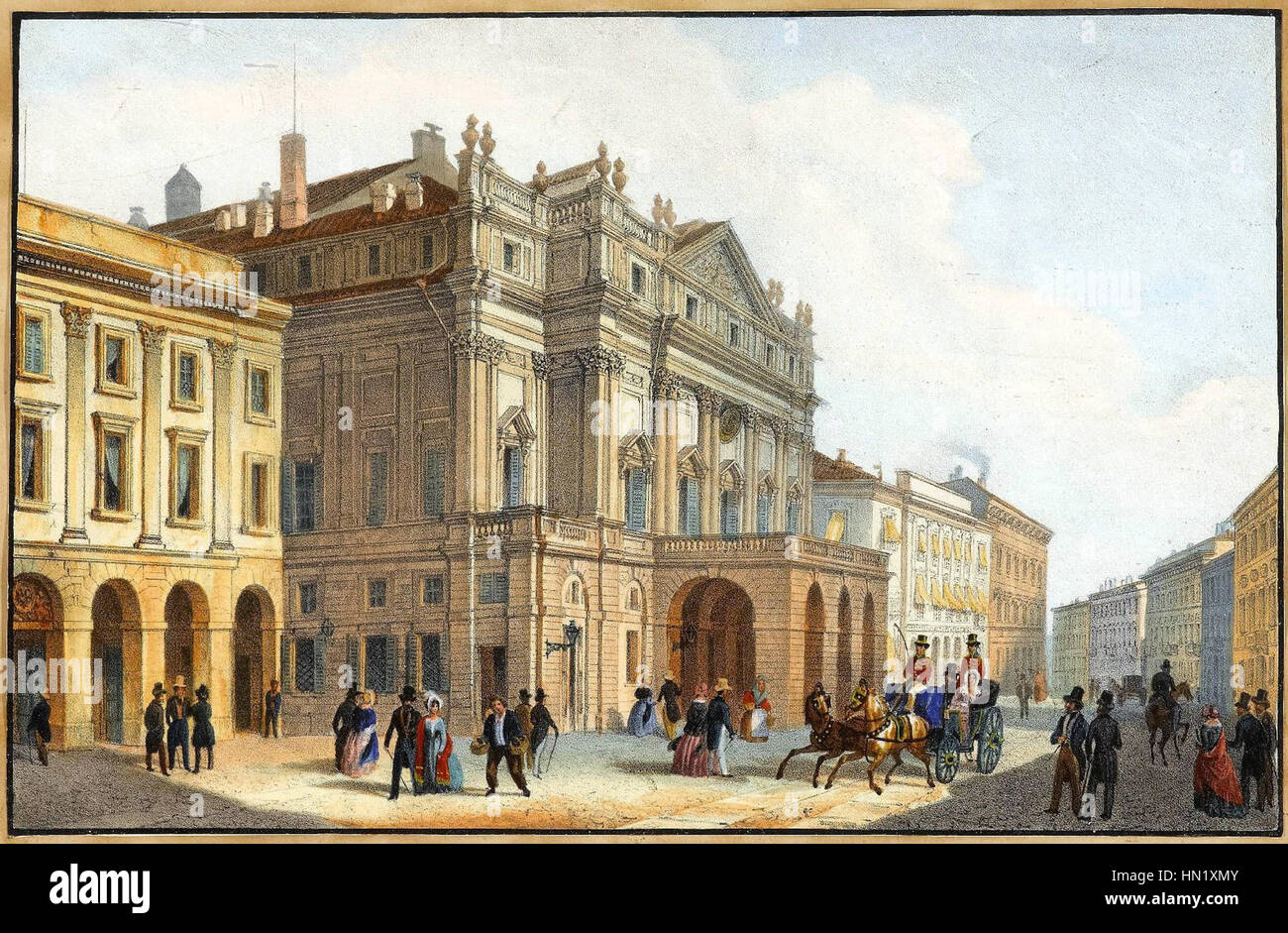 'Milano Scala 19c' depicts the iconic Teatro alla Scala in Milan during ...