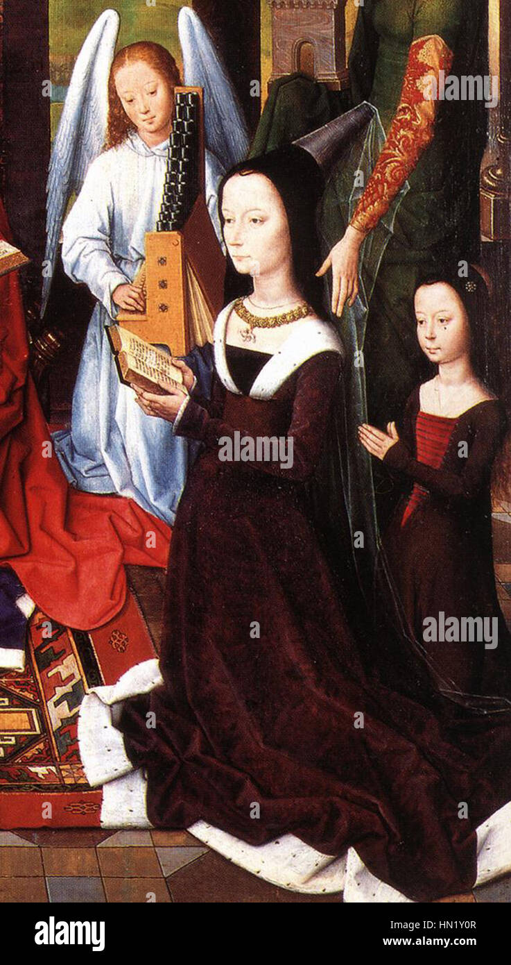 'Trittico Donne 05' by Hans Memling is a triptych painting featuring female figures. The work is ...