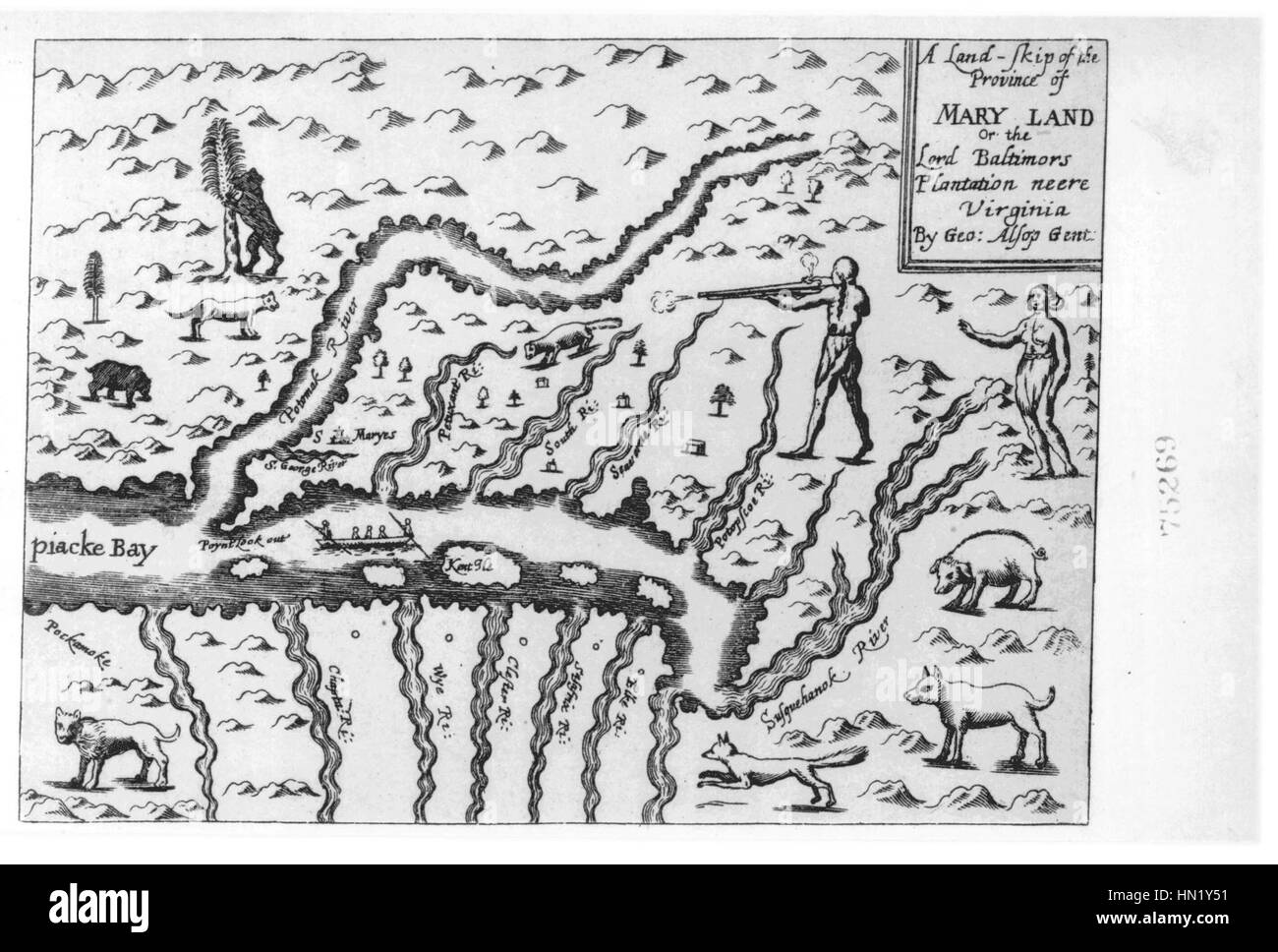 Map of Colonial Maryland Stock Photo - Alamy