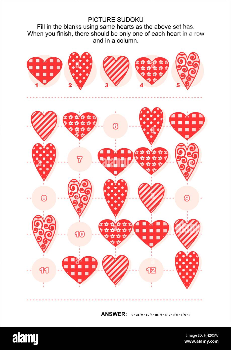 Picture sudoku puzzle with hearts. Vector and high res JPEG Stock ...