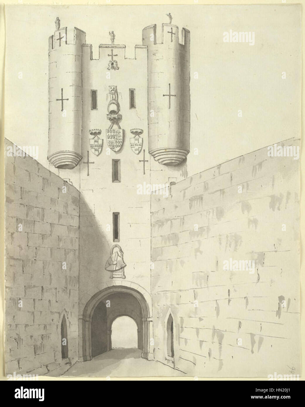 Micklegate Bar at York by Samuel Hieronymus Grimm 1773 Stock Photo - Alamy