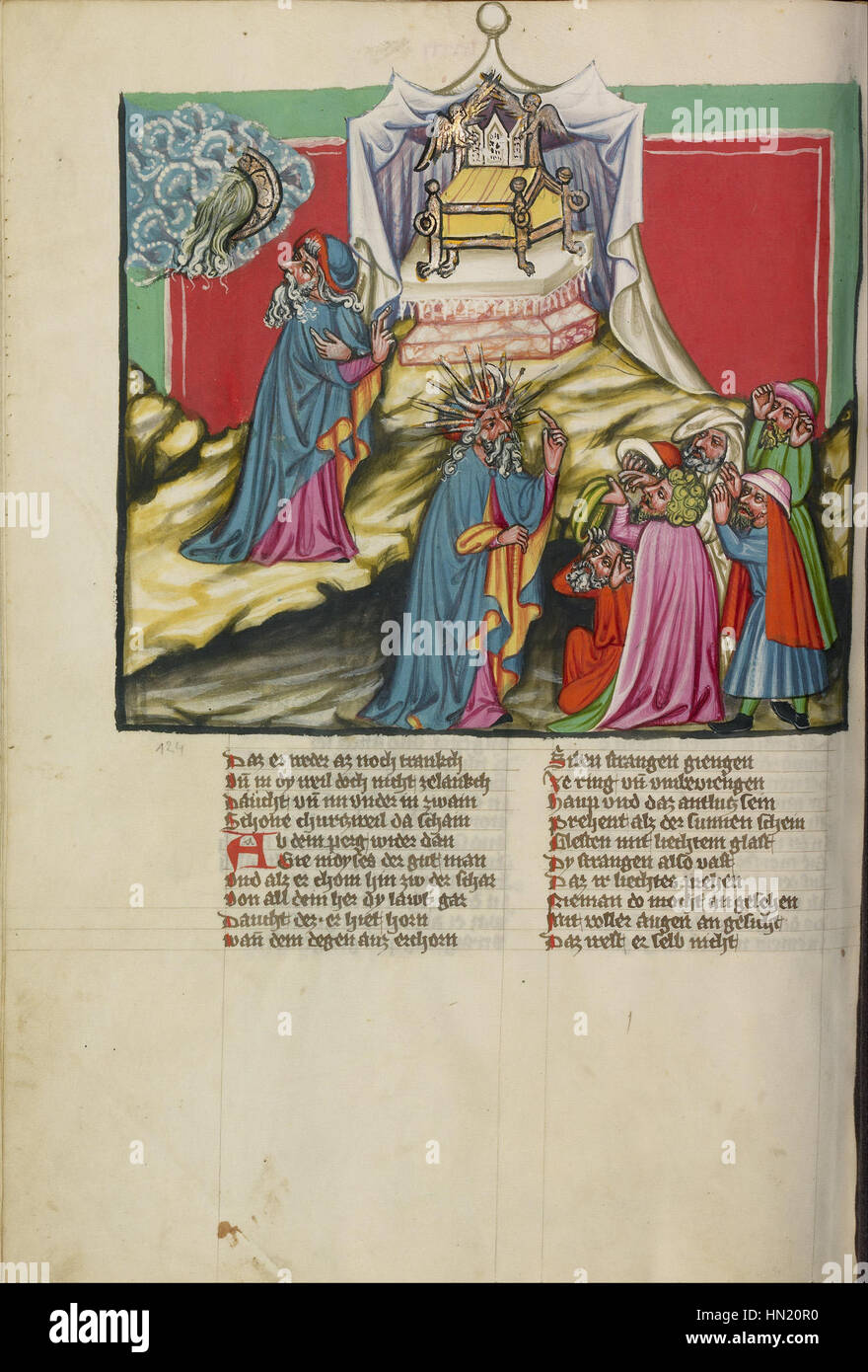 This artwork depicts Moses with the Ark of the Covenant, symbolizing a ...