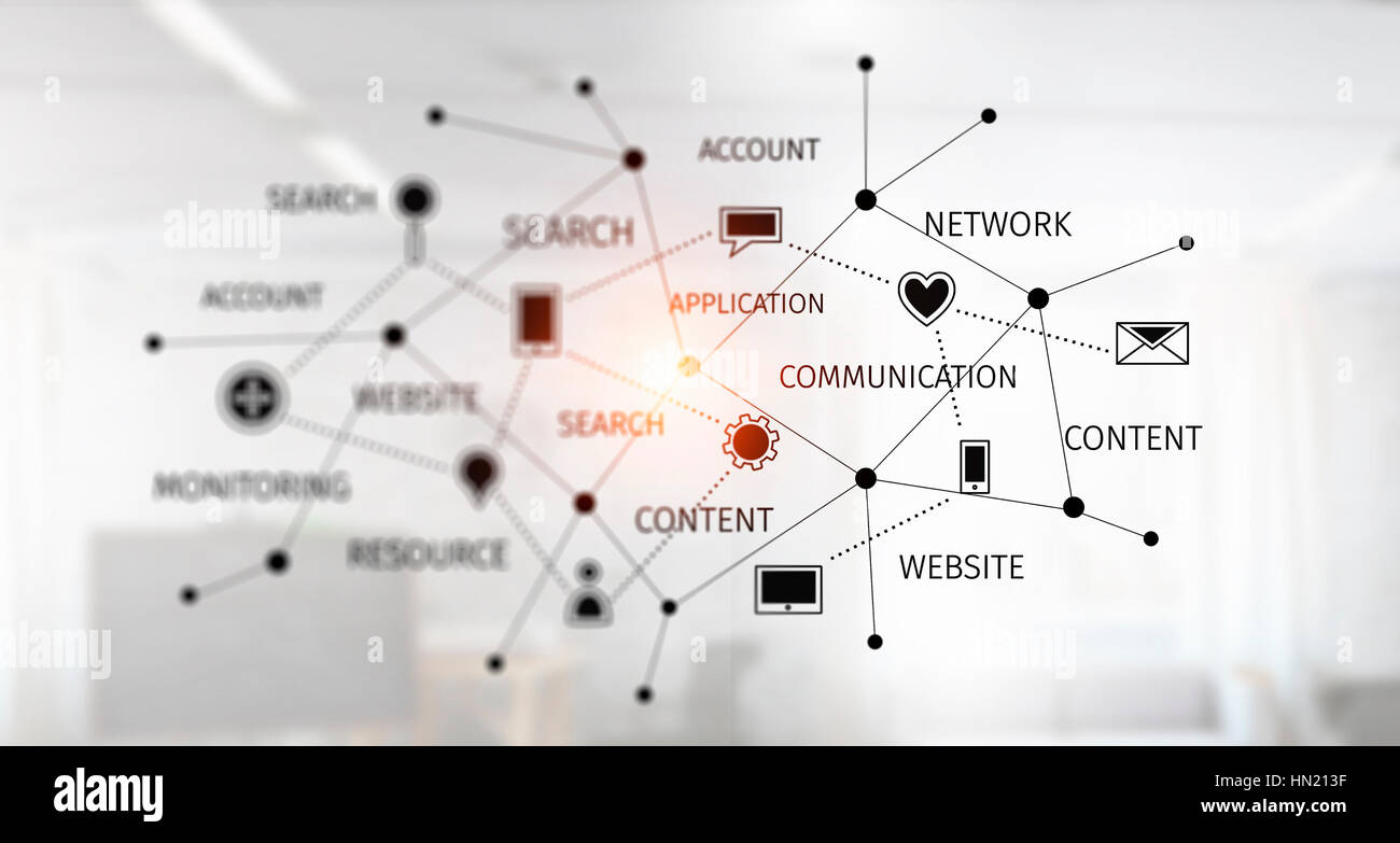Media background image with icons and connection lines Stock Photo - Alamy