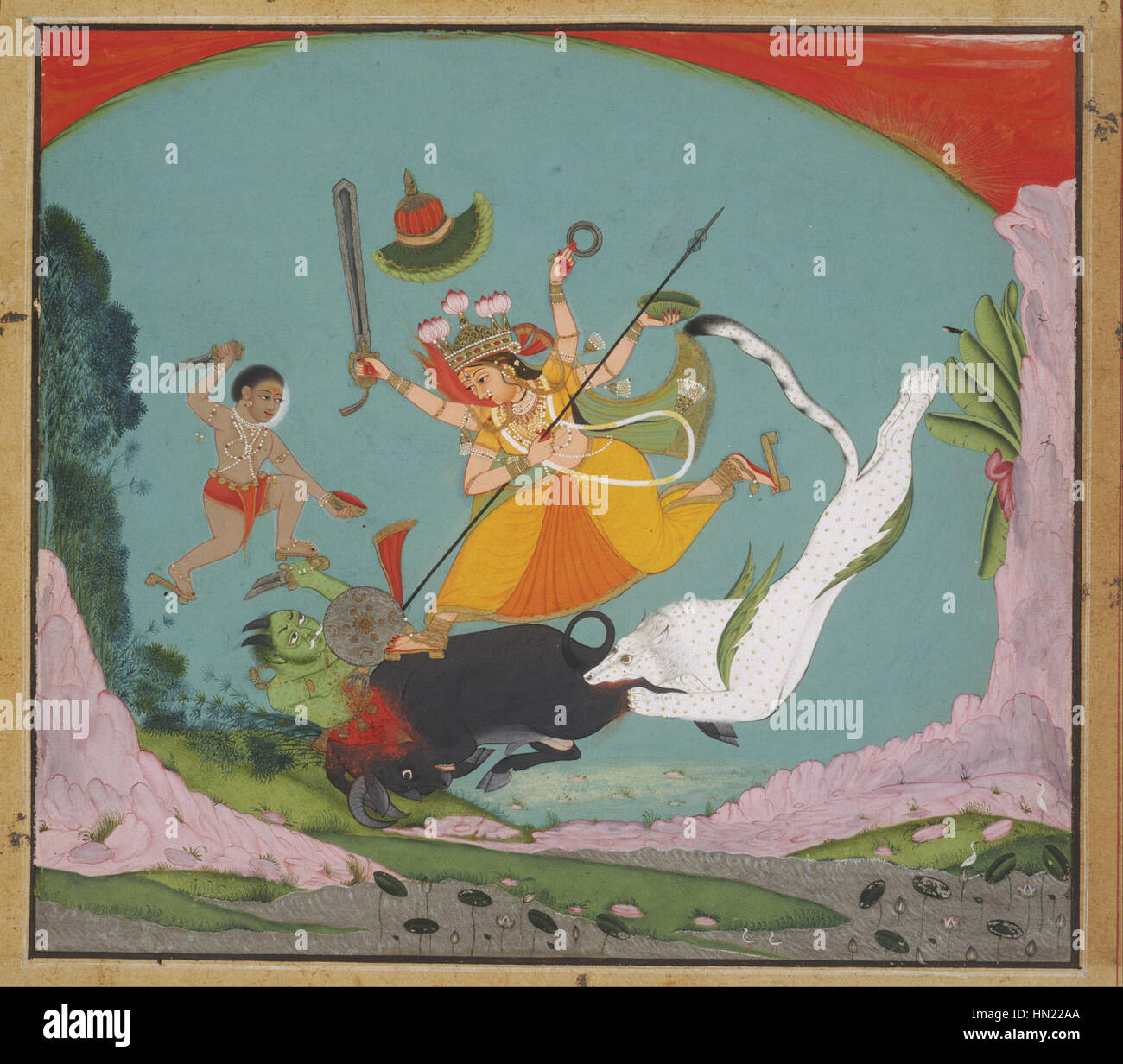 Durga slaying the buffalo demon hi-res stock photography and images - Alamy